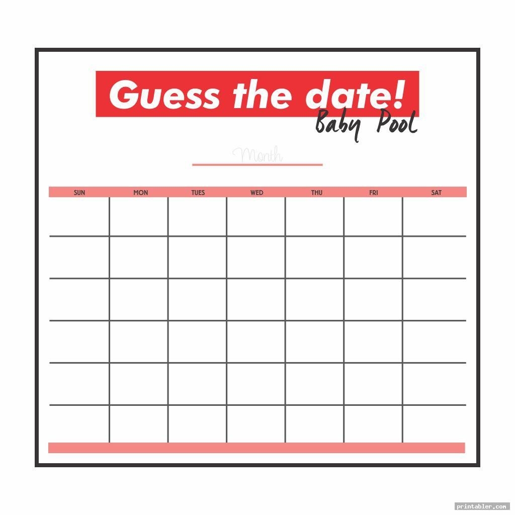 Universal Free Baby Due Date Pool Get Your Calendar Printable